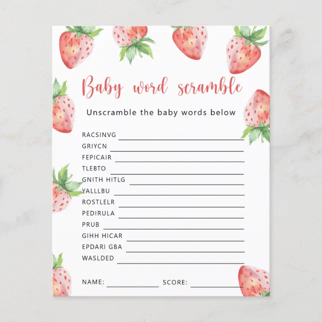 Strawberry - Baby Word Scramble Game | Zazzle