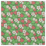 Berry Red Strawberry Cotton Fabric By the Yard | Zazzle