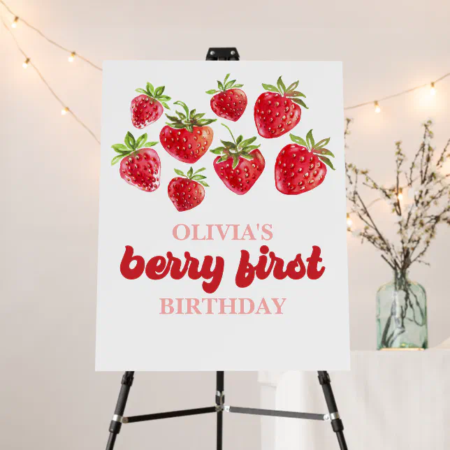 Strawberry Berry First Birthday Foam Board | Zazzle