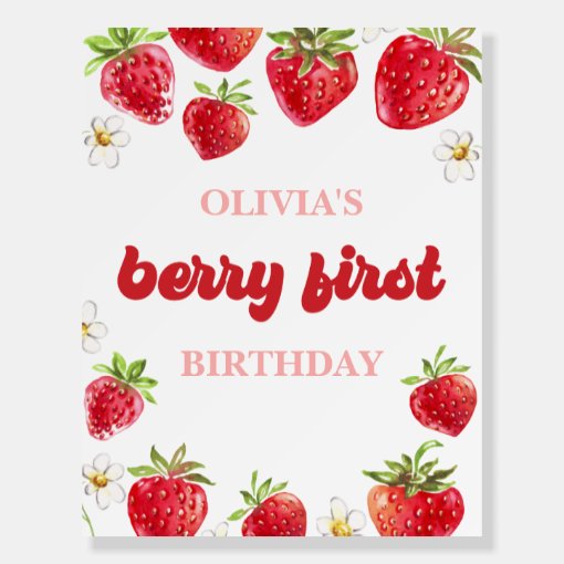 Strawberry Berry First Birthday Foam Board | Zazzle