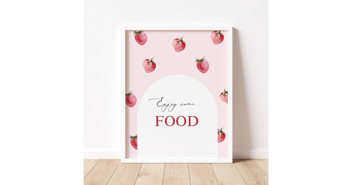 Strawberry berry first birthday Food Poster | Zazzle