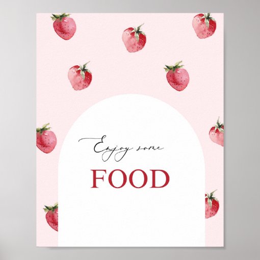 Strawberry berry first birthday Food Poster | Zazzle