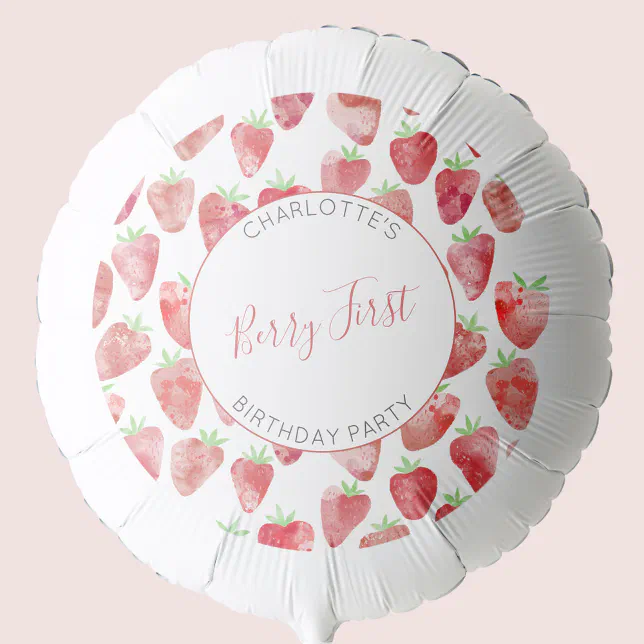 Strawberry Berry First Birthday Party Balloon | Zazzle
