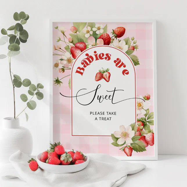 Strawberry berry sweet baby Babies are sweet Poster | Zazzle