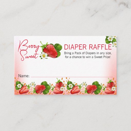 Strawberry Berry Sweet Baby Shower Diaper Raffle Business Card | Zazzle