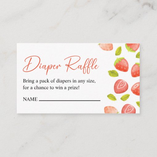 Strawberry Berry Sweet Baby Shower Diaper Raffle Enclosure Card | Zazzle