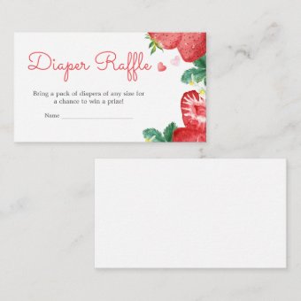 Strawberry Berry Sweet Baby Shower Diaper Raffle Enclosure Card | Zazzle
