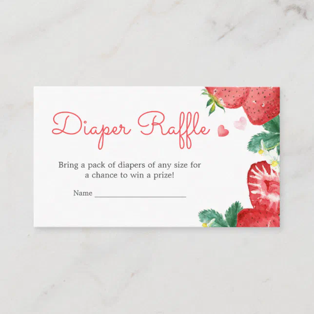 Strawberry Berry Sweet Baby Shower Diaper Raffle Enclosure Card | Zazzle