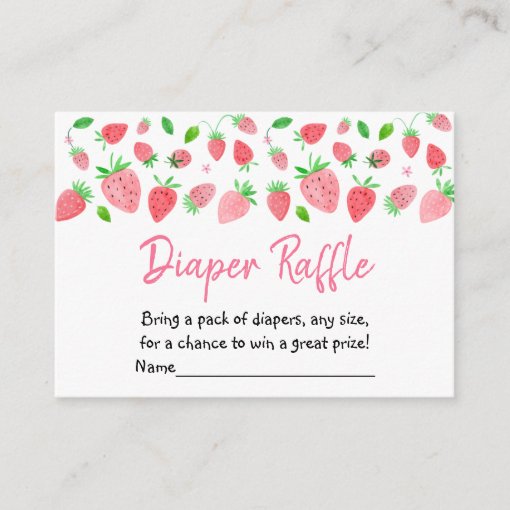 Strawberry Berry Sweet Baby Shower Diaper Raffle Enclosure Card | Zazzle