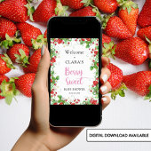 Strawberry Berry Sweet Baby Shower Welcome Poster | Zazzle