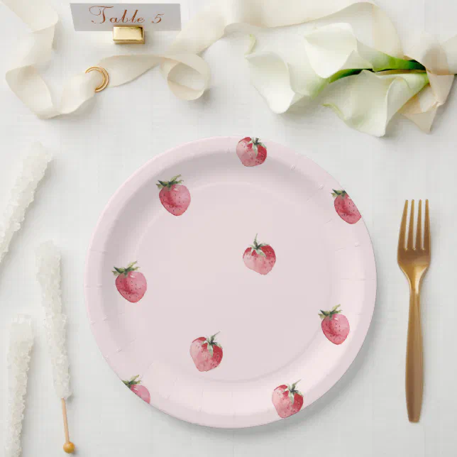 Strawberry berry sweet birthday paper plates | Zazzle
