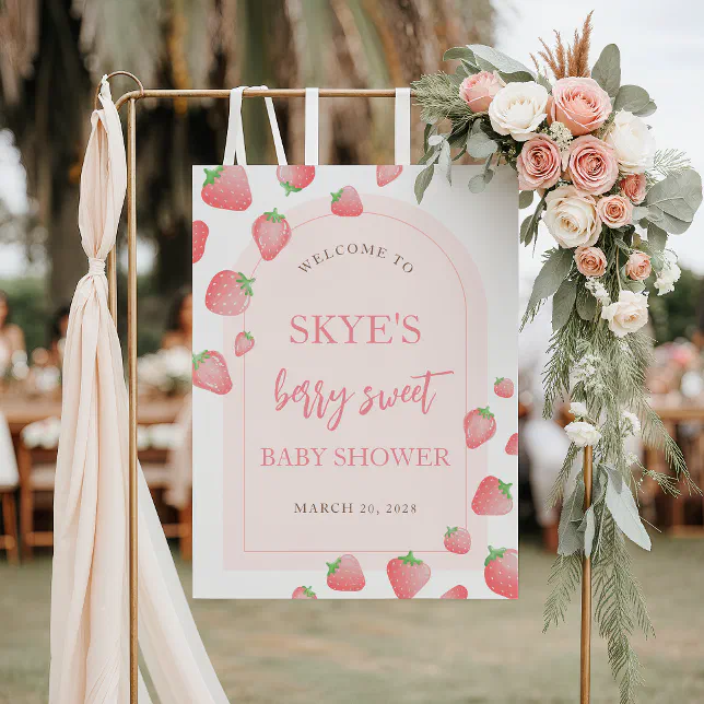 Strawberry Berry Sweet Boho Welcome Sign | Zazzle