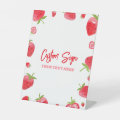 Strawberry Berry Sweet Custom Party Pedestal Sign | Zazzle
