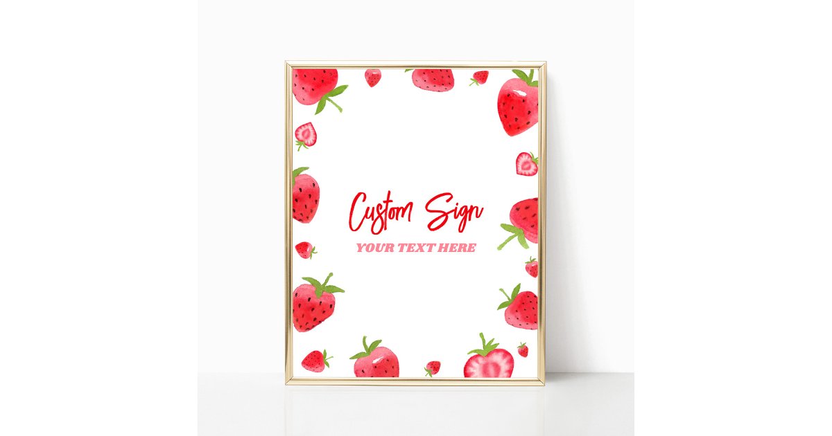 Strawberry Berry Sweet Custom Party Sign | Zazzle