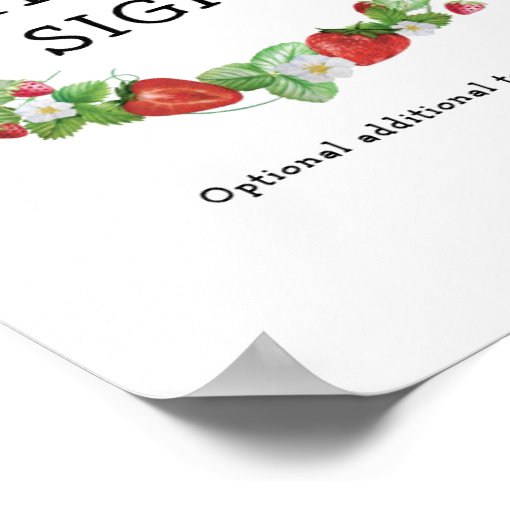Strawberry Berry Sweet Custom Text Birthday Party Poster | Zazzle