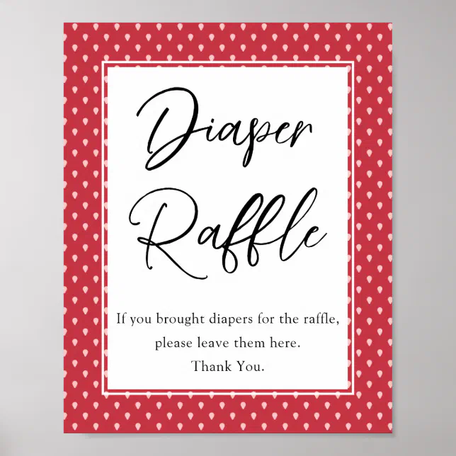 Strawberry Berry Sweet Diaper Raffle Baby Shower Poster | Zazzle