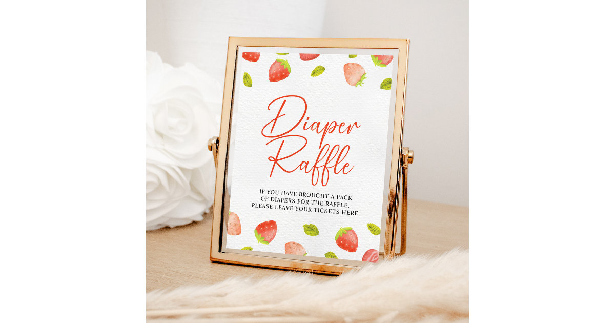 Strawberry Berry Sweet Diaper Raffle Game Sign | Zazzle