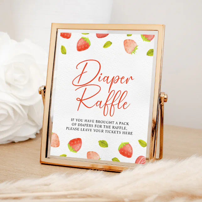 Strawberry Berry Sweet Diaper Raffle Game Sign | Zazzle