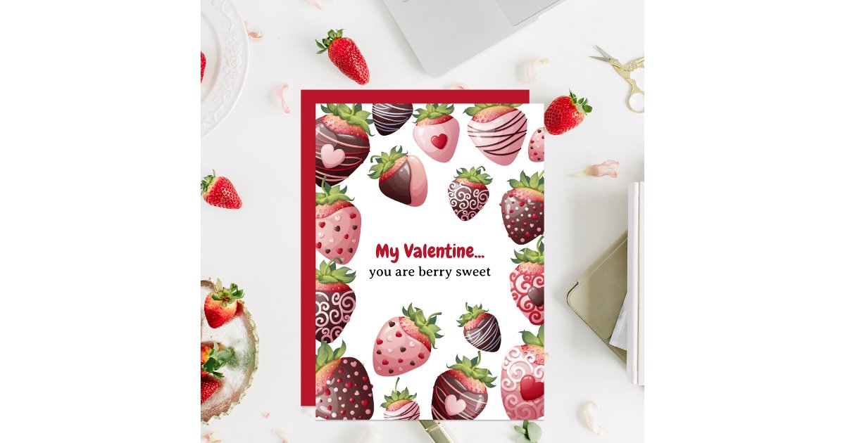 Strawberry Berry Sweet Kids Valentines Day Card | Zazzle