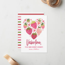 Strawberry Berry Sweet Kids Valentines Day Note Card | Zazzle