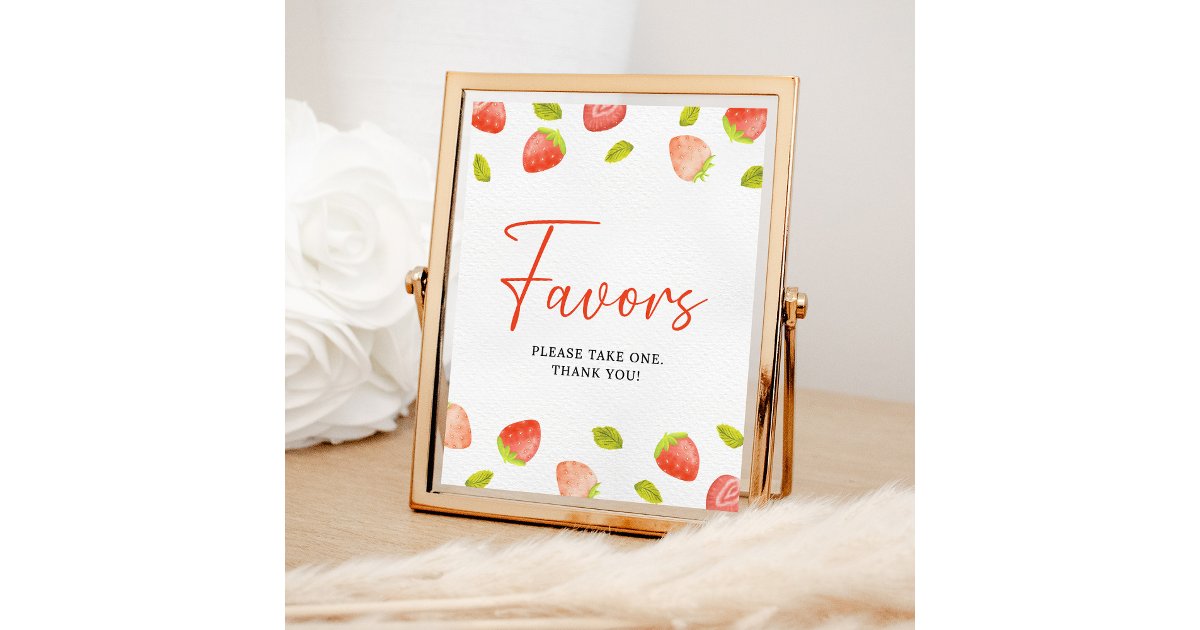 Strawberry Berry Sweet Party Favor Sign | Zazzle