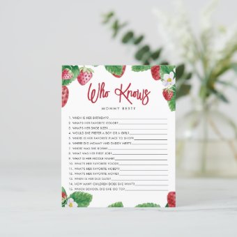 Strawberry Berry Sweet Who Knows Mommy Game | Zazzle