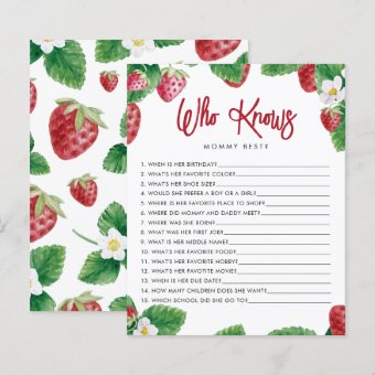 Strawberry Berry Sweet Who Knows Mommy Game | Zazzle