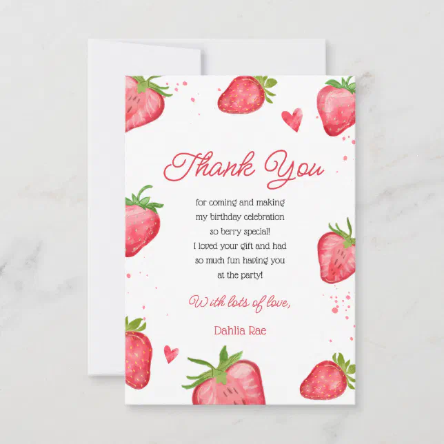 Strawberry Berry Thank You Card | Zazzle