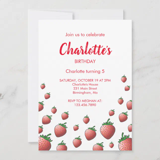 Strawberry Birthday Invitation | Zazzle