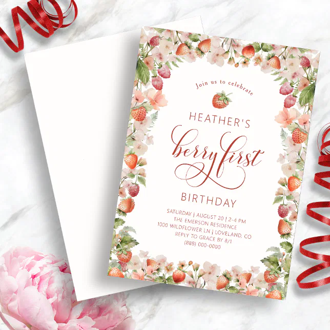 Strawberry Birthday Invitations | Zazzle