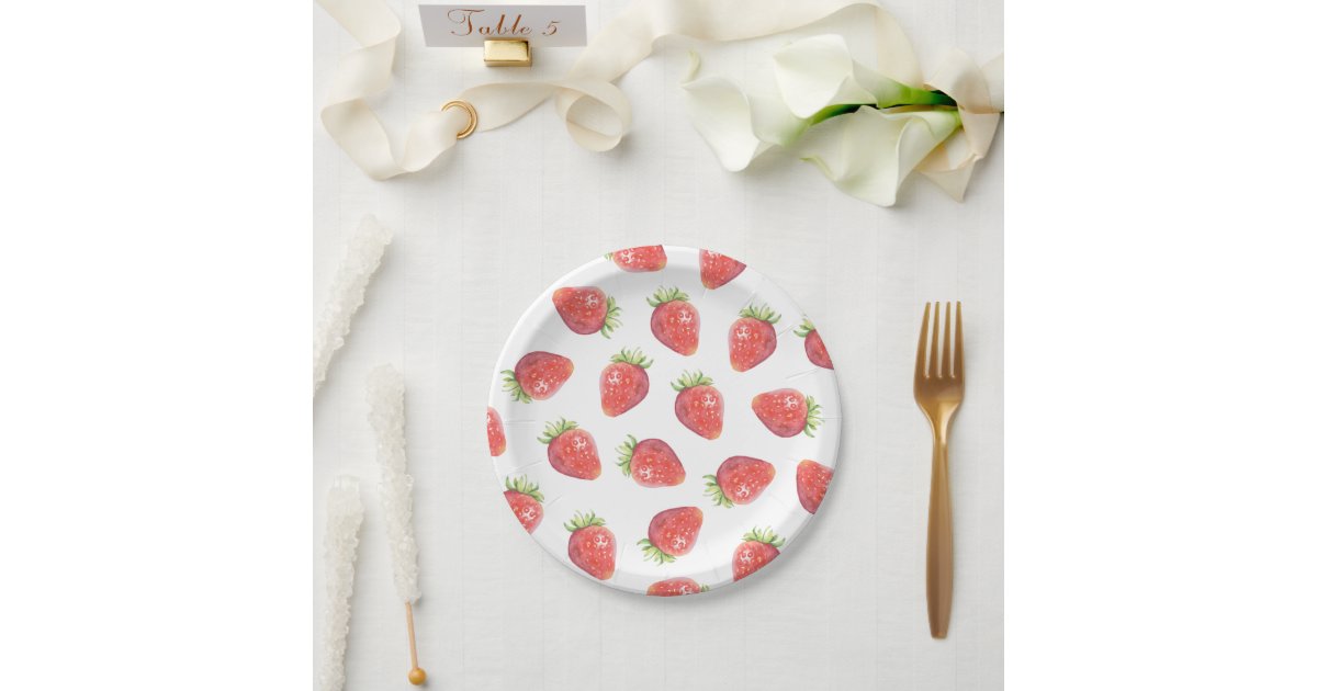 Strawberry Birthday or Baby Shower Paper Plates | Zazzle