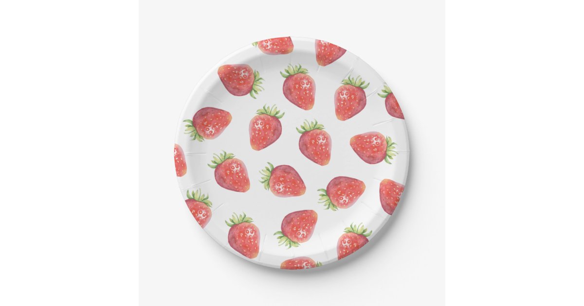 Strawberry Birthday or Baby Shower Paper Plates | Zazzle
