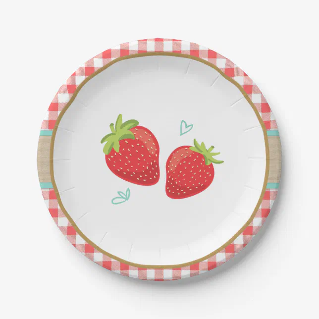Strawberry Birthday Paper Plates Summer picnic | Zazzle