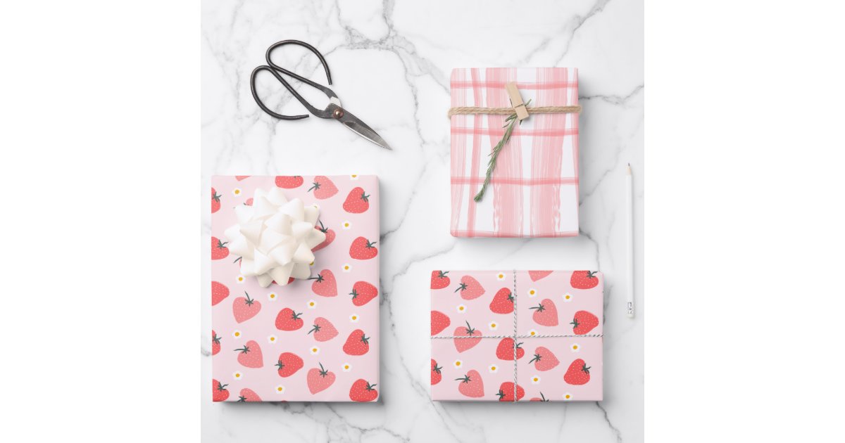 Strawberry Birthday Party Berry Sweet Wrapping Paper Sheets | Zazzle
