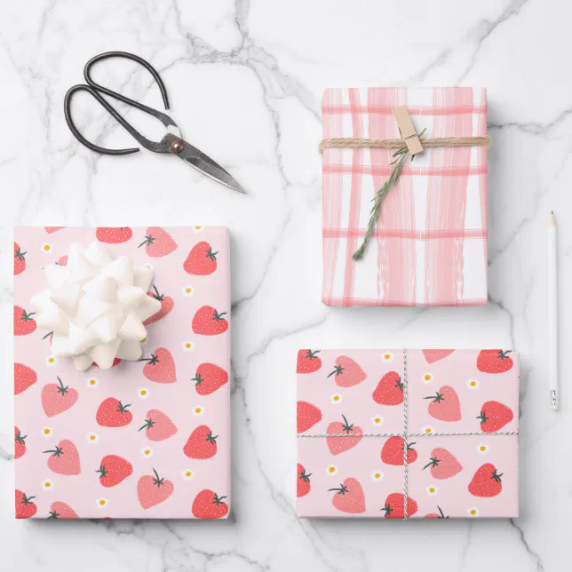 Strawberry Birthday Party Berry Sweet Wrapping Paper Sheets | Zazzle