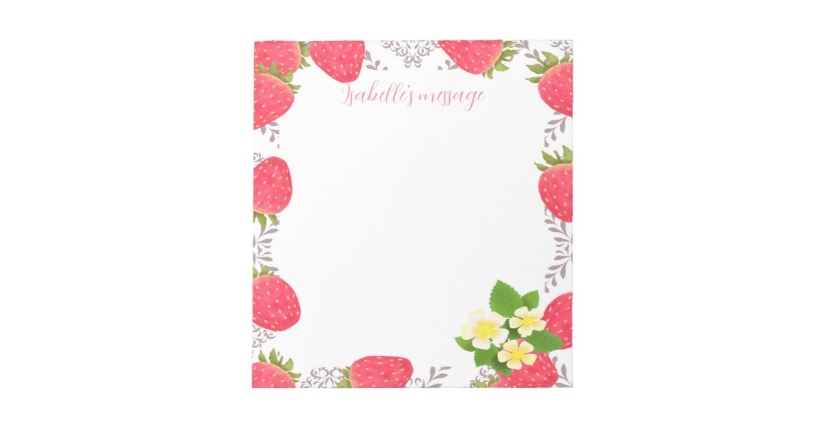 Strawberry Blank White Notepad | Zazzle