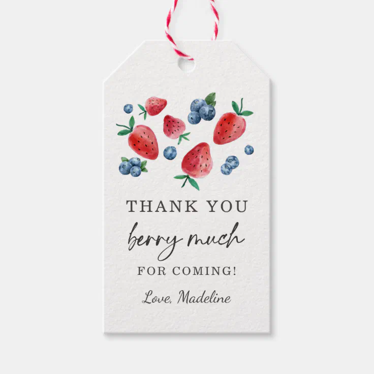 Strawberry Blueberry Berry Much Favor Tag Birthday | Zazzle