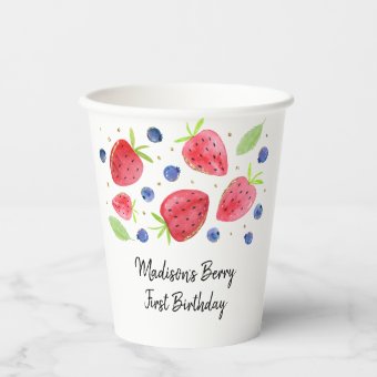 Strawberry Blueberry Berry Sweet Birthday Paper Cups | Zazzle