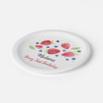 Strawberry Blueberry Berry Sweet Birthday Paper Plates | Zazzle
