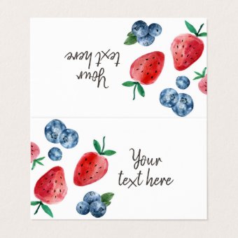 Strawberry Blueberry Food Label Tent Berry Sweet Business Card | Zazzle