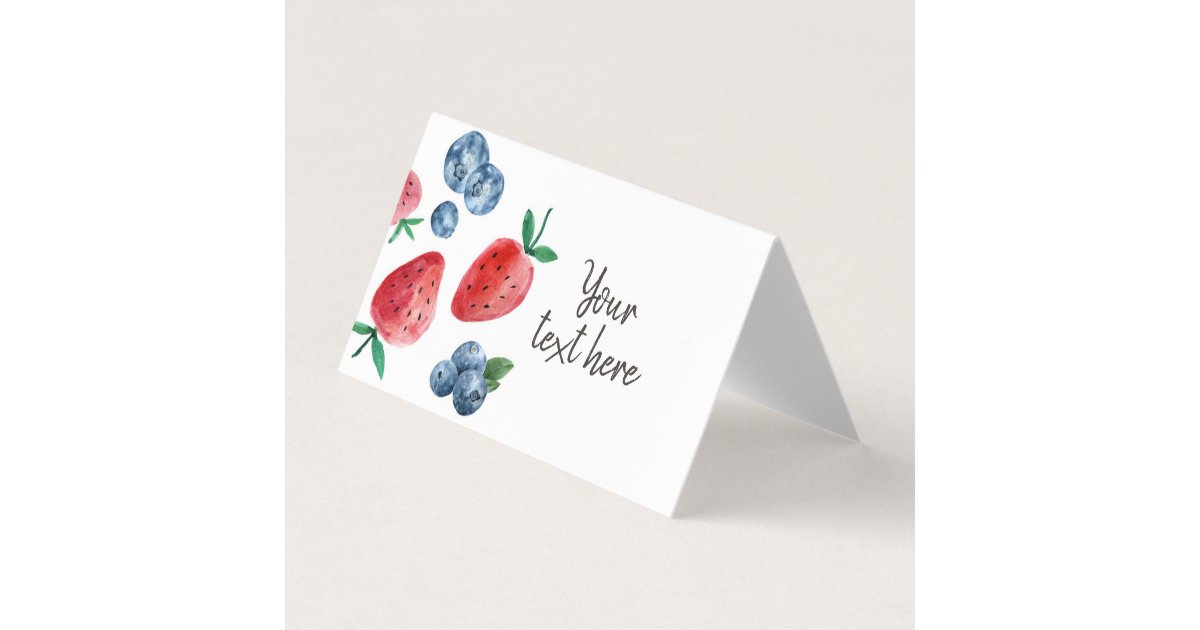 Strawberry Blueberry Food Label Tent Berry Sweet Business Card | Zazzle
