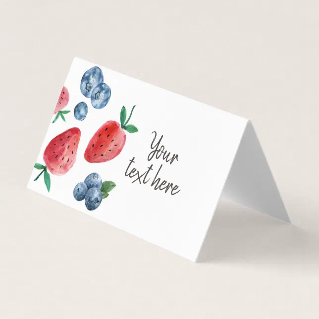 Strawberry Blueberry Food Label Tent Berry Sweet Business Card | Zazzle