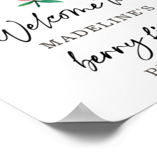 Strawberry Blueberry Sweet Berry Birthday Welcome Poster | Zazzle