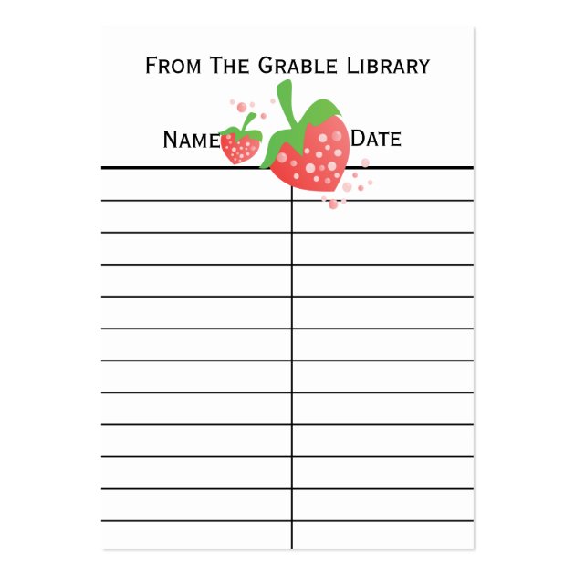 Strawberry Book Return Cards Business Card Template