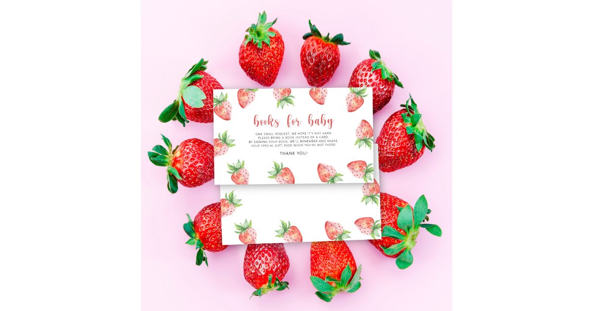 Strawberry - books for baby ticket enclosure card | Zazzle