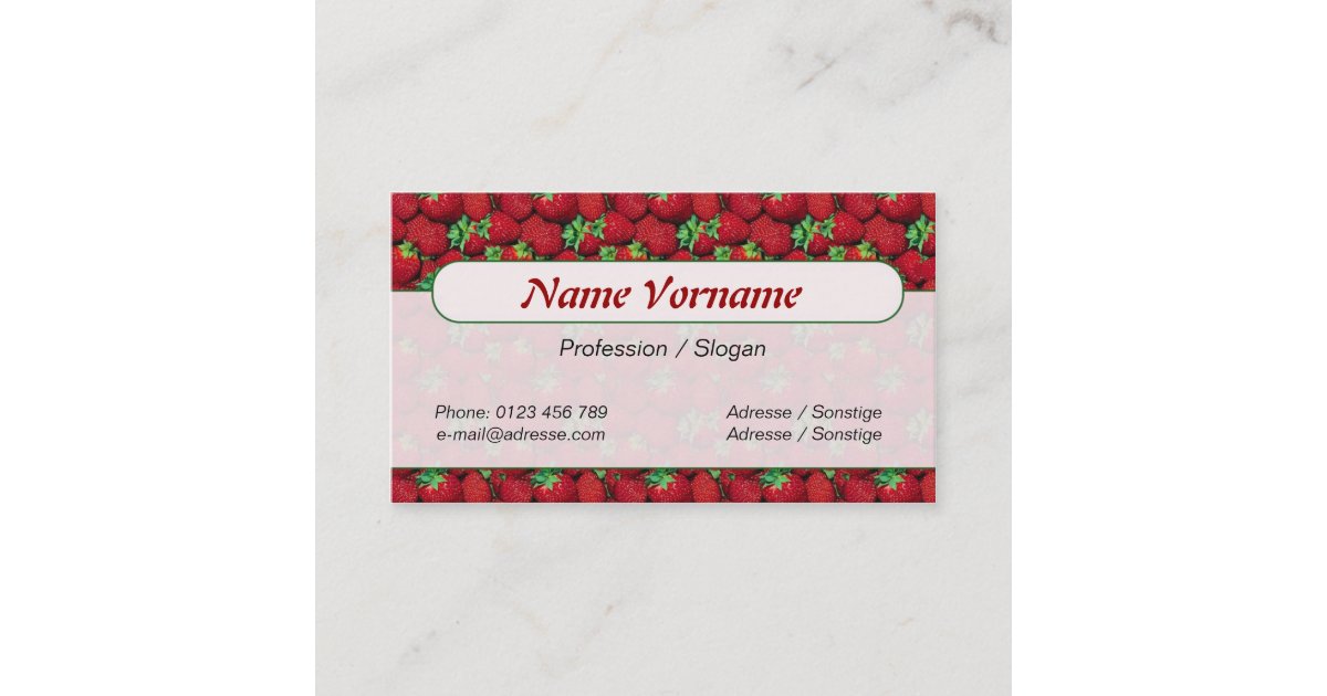 strawberry business card | Zazzle