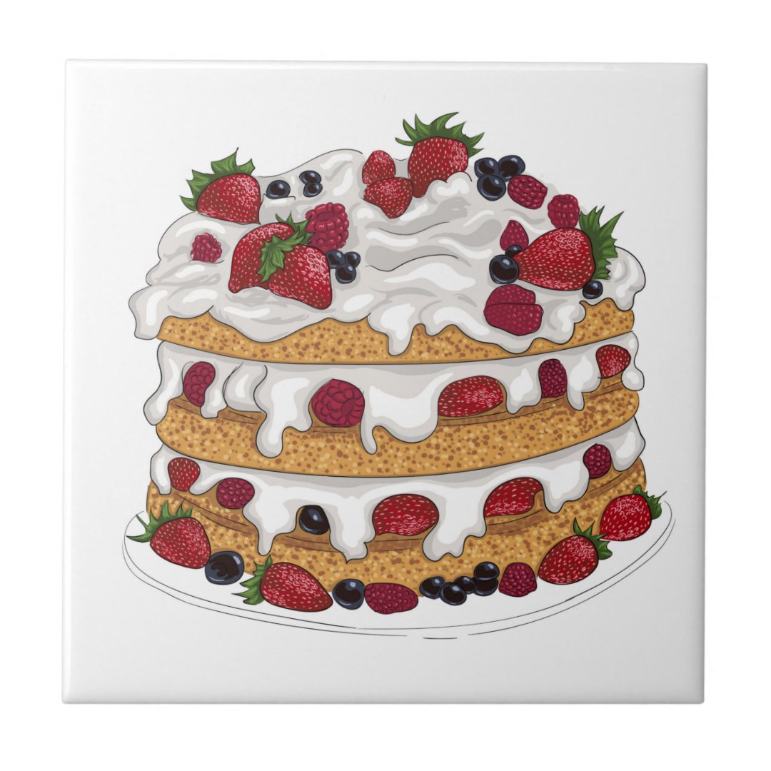 Strawberry Cake Ceramic Tile | Zazzle
