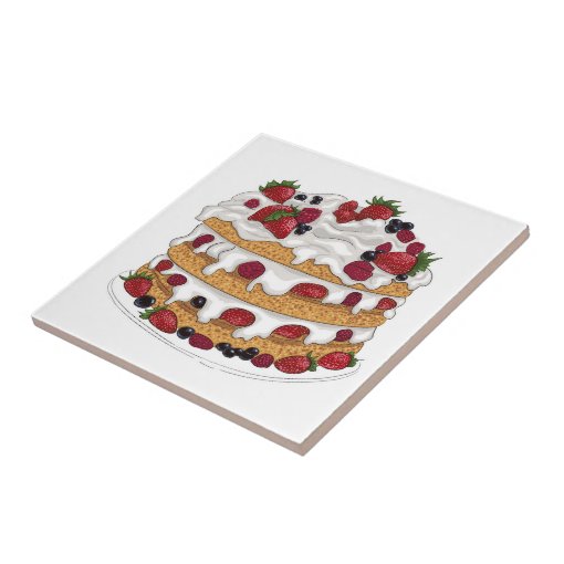 Strawberry Cake Ceramic Tile | Zazzle