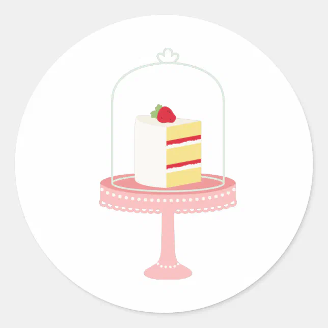Strawberry Cake Classic Round Sticker | Zazzle