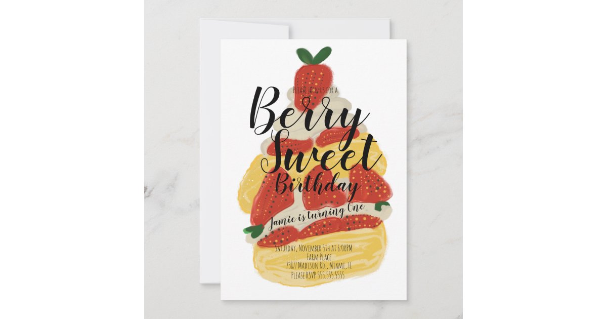 Strawberry Cake Dessert Party Invitation | Zazzle